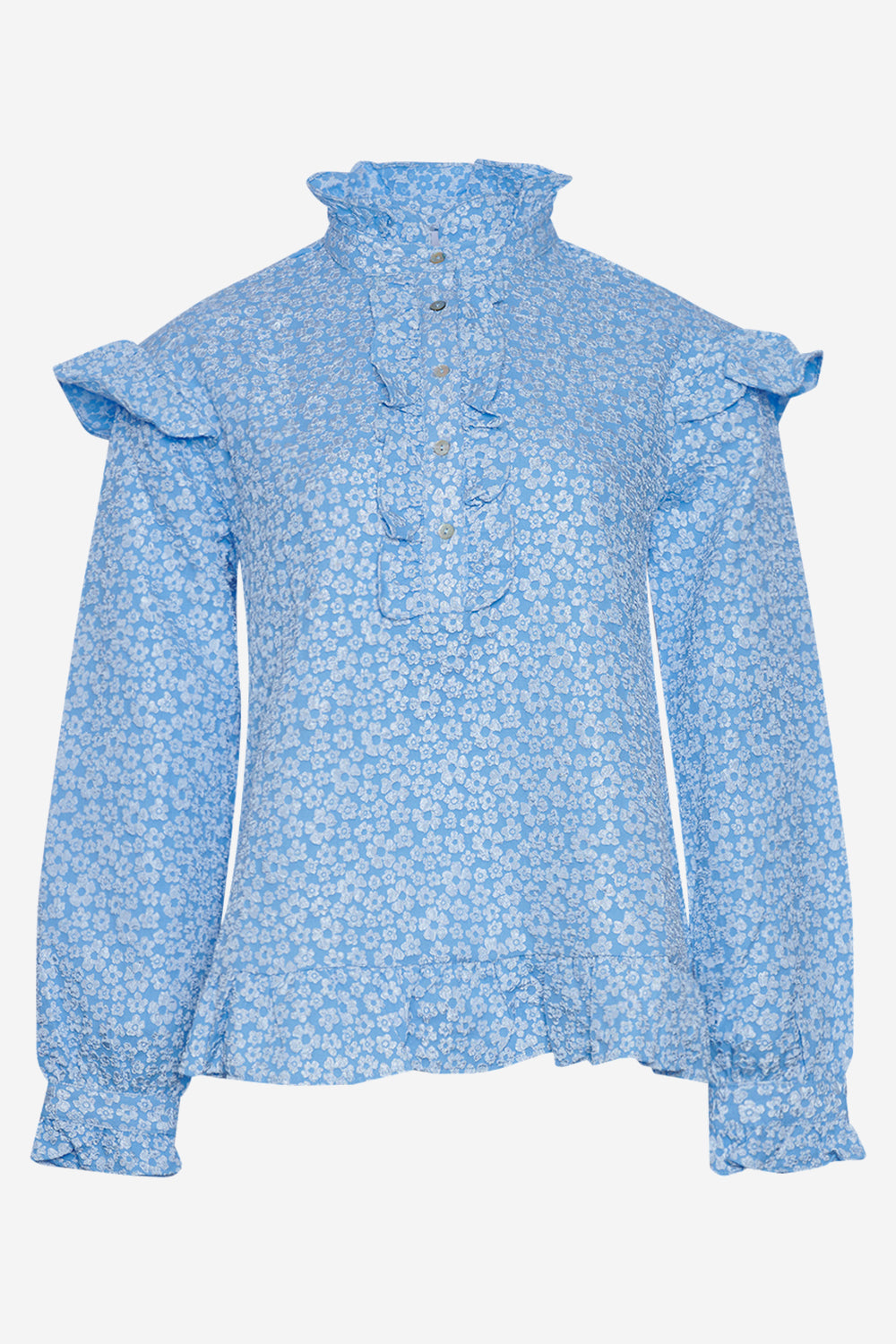 Reno Ruby Ruffle Blouse Light Blue – Noellafashion.no
